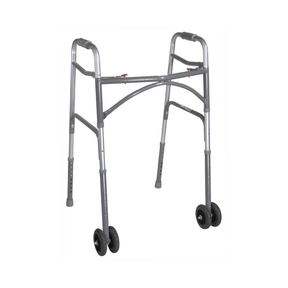 DRIVE FOLDING WALKER, TWO BUTTON WITH 5″ WHEELS – Genesis Healthcare ...
